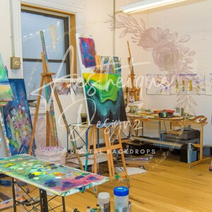 Art Studio Digital Backdrop Canvas Painting Photo Background for Paint ...