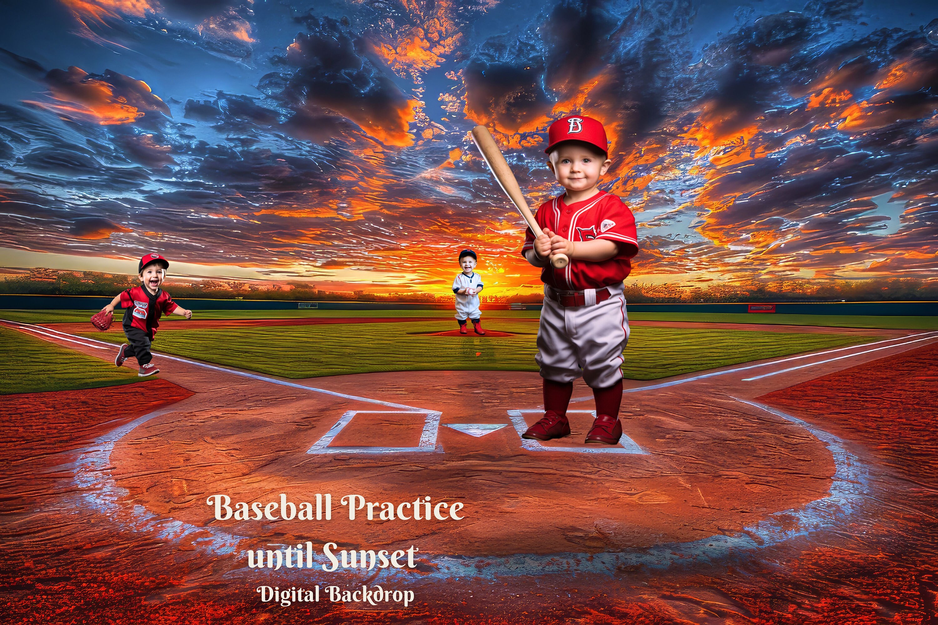 Baseball Until Sunset Digital Backdrop for Professional Baseball Player ...