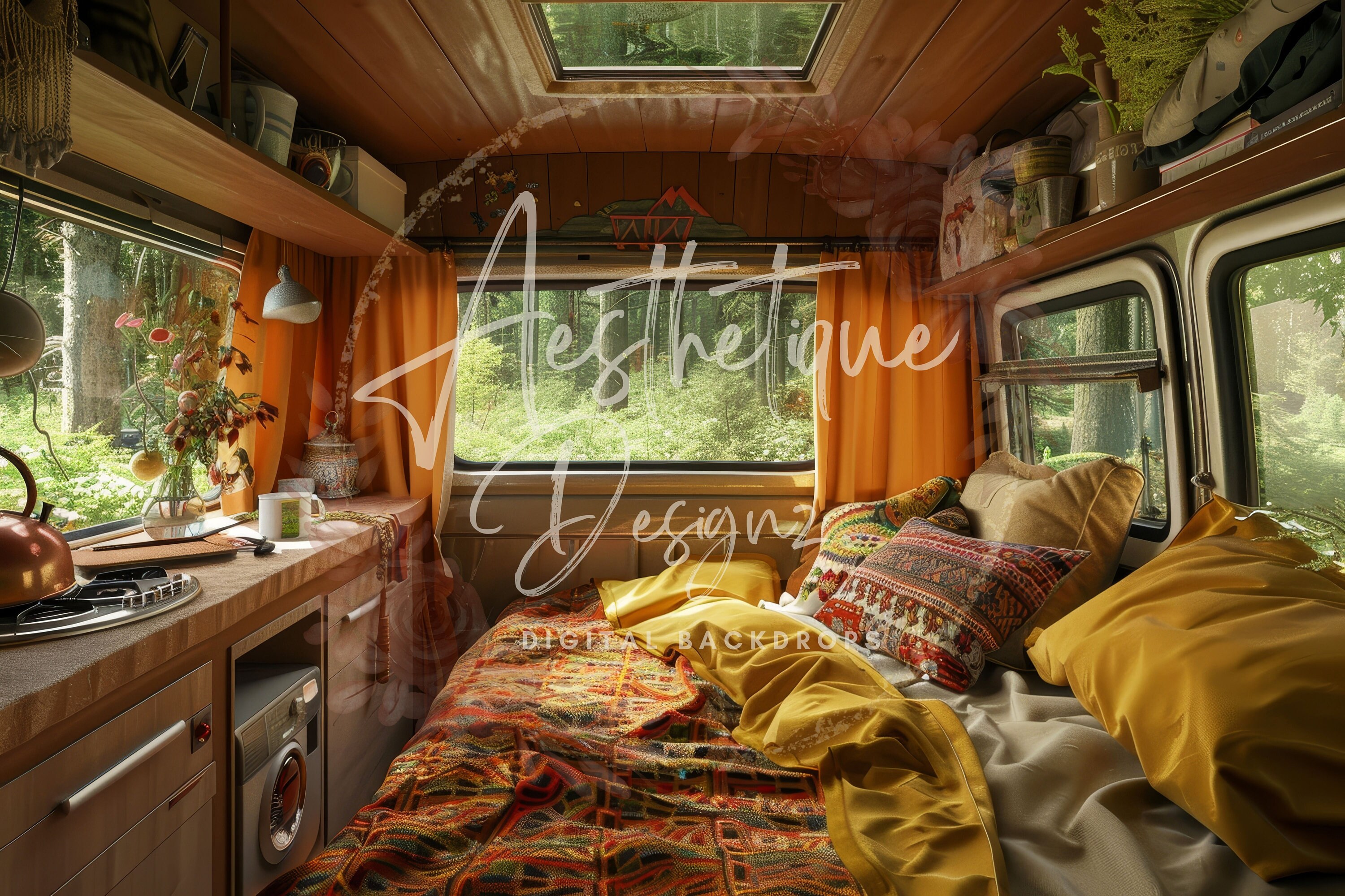 Camper Van, Feels Like Home Digital Backdrop Nature Lover Photography ...