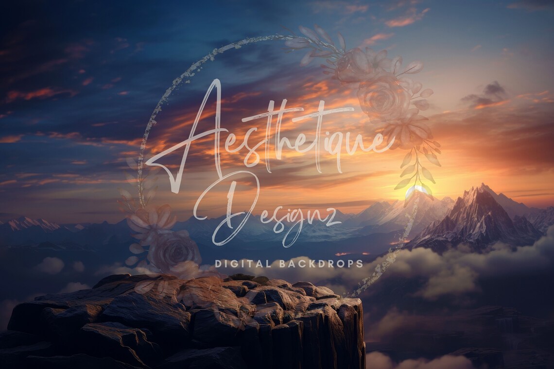Rocky Mountaintop Digital Backdrop for Reaching Success Composite ...