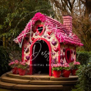 Valentine Dog House Digital Backdrop for Heart's Day Composite Images ...