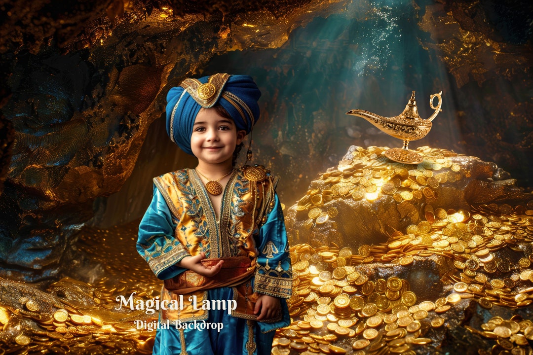 Magical Lamp Chest Digital Backdrop Hidden Treasure Photo Background ...