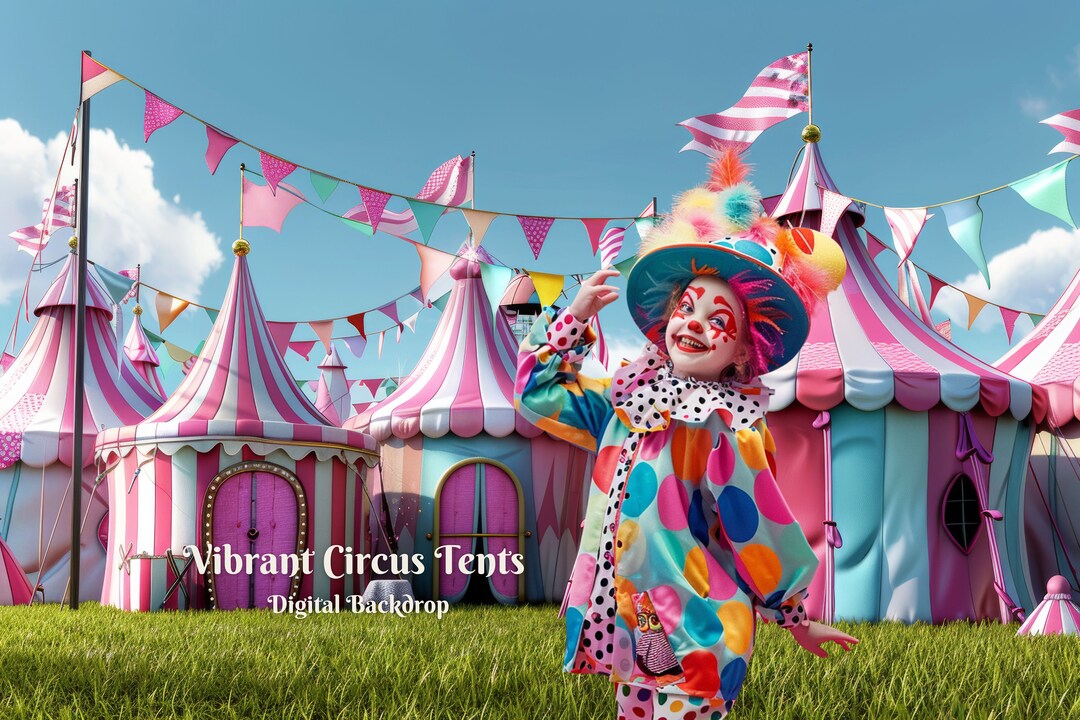 Vibrant Circus Tents Digital Backdrop Colorful Tent Photo Background ...