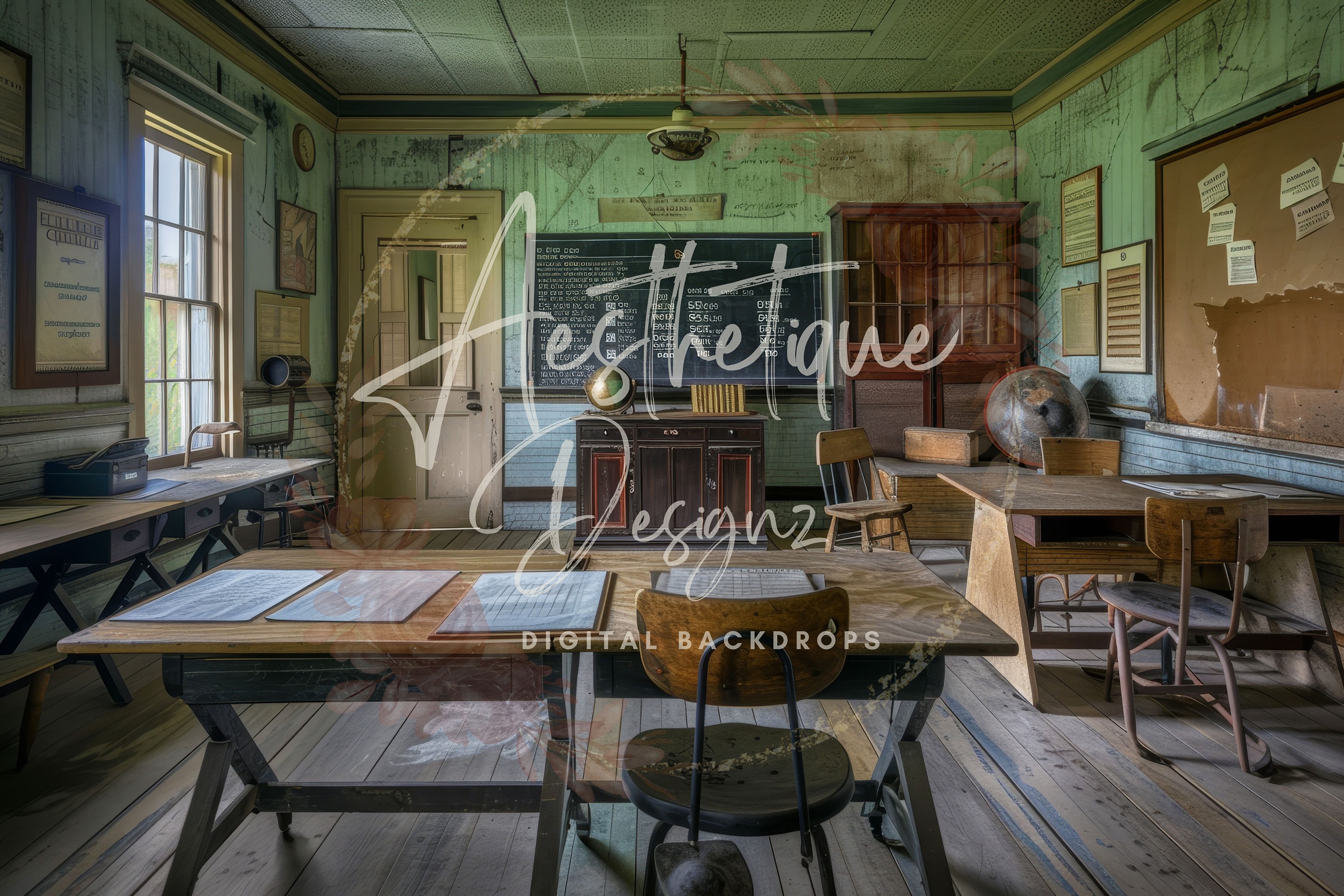 Old School Classroom Digital Backdrop Vintage Classroom Composite ...