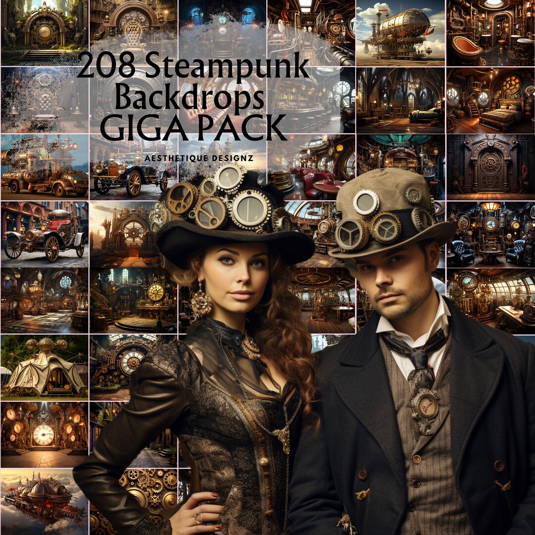 208 Steampunk Digital Backdrops GIGA PACK Steampunk Inspired ...