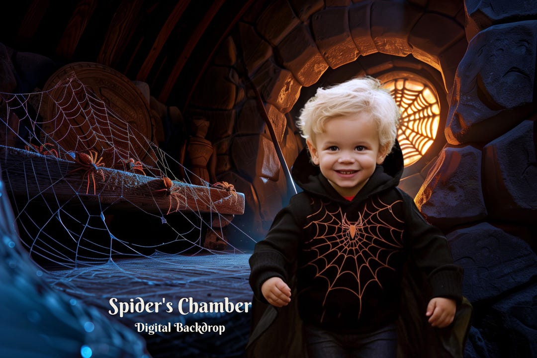 Spider's Chamber Backdrop Cobwebbed Room Digital Background for Spider ...