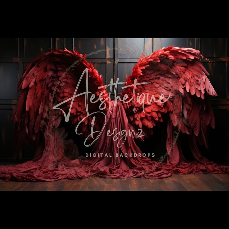 Scarlet Wings Digital Backdrop Red Wings Digital Background - Etsy