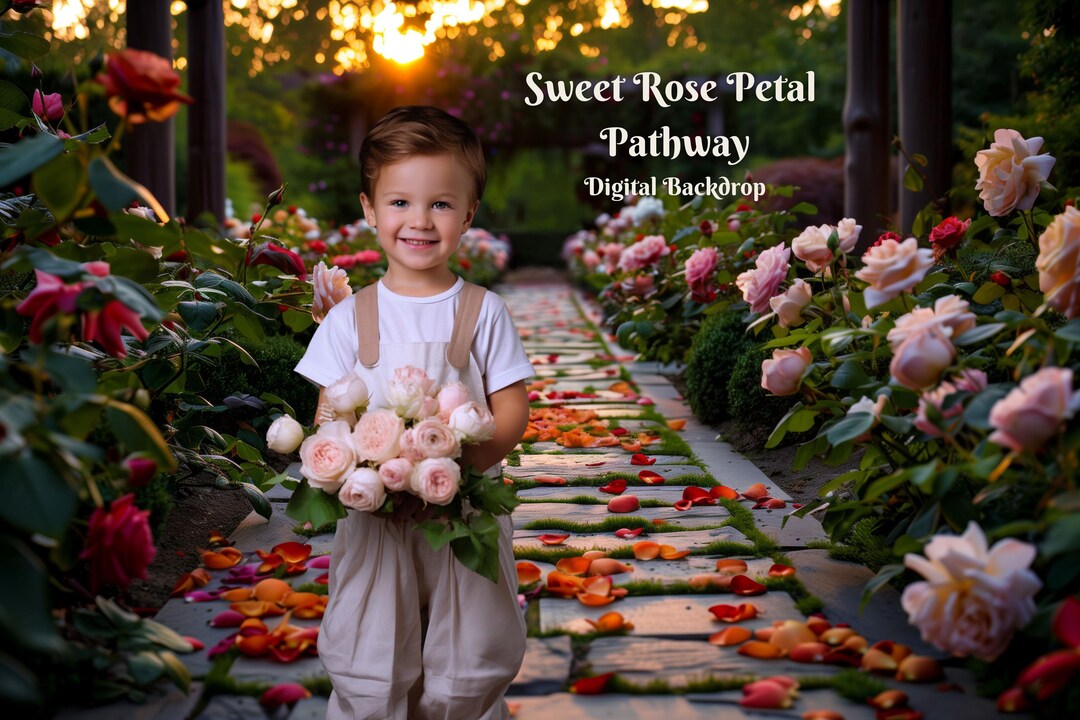 Sweet Rose Petal Pathway Path Digital Backdrop Colorful Garden Digital ...