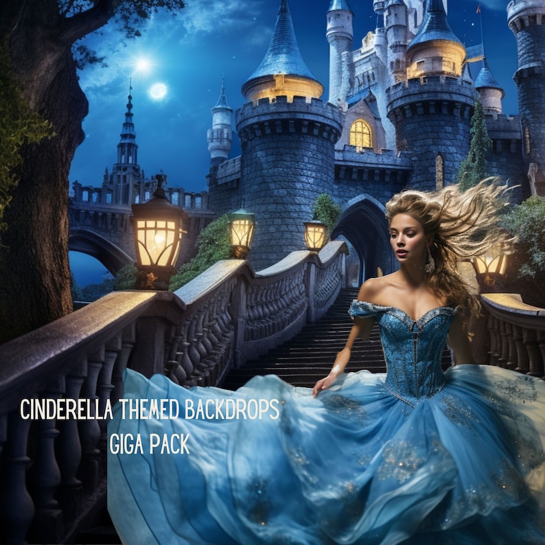 67 Cinderella Digital Backdrops for Fairy Tale Themed Photography Background Princess Castle ...