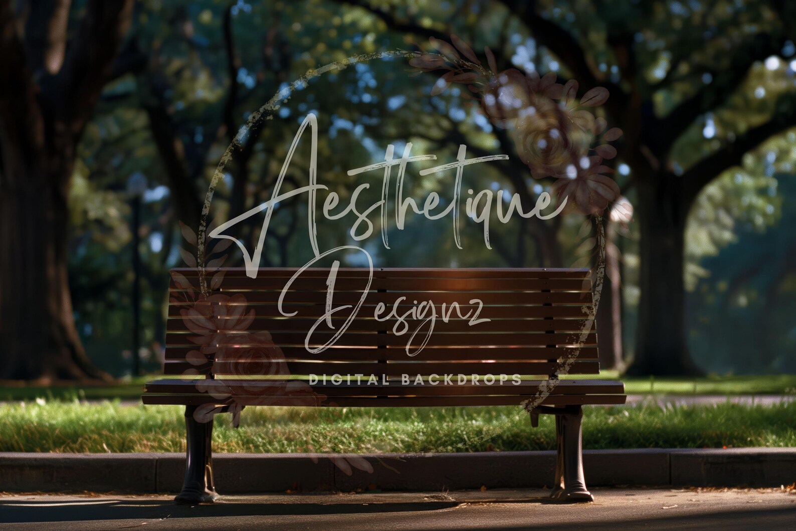 Chilling on Park Bench Digital Backdrop for Outdoor Joggers Composite ...