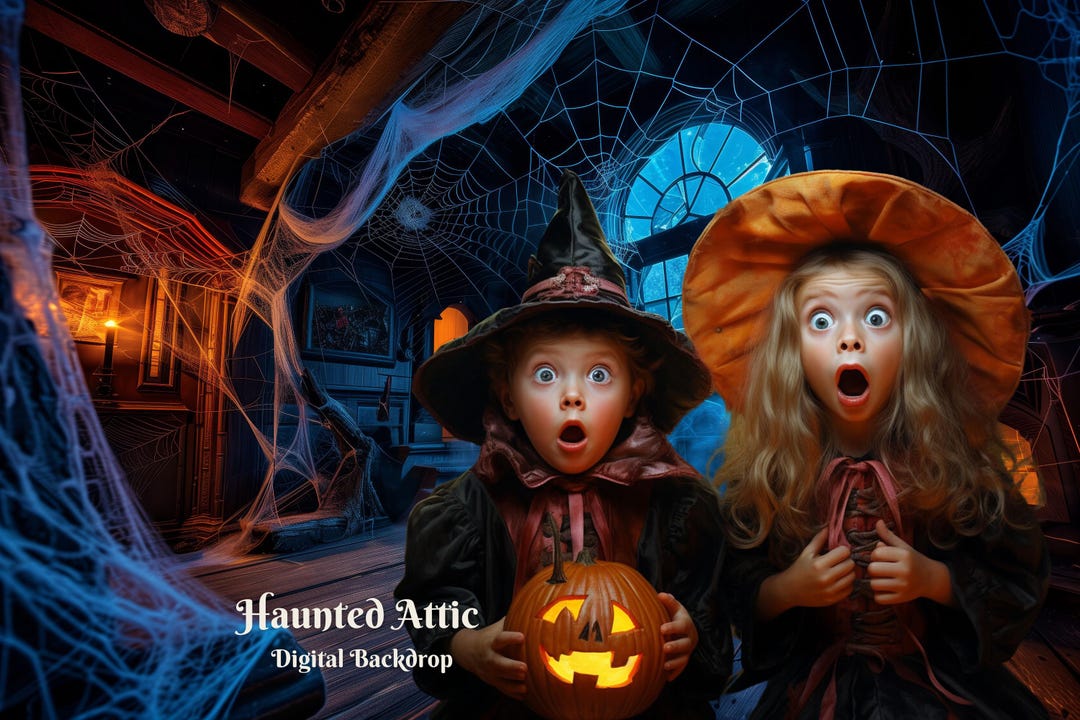 Haunted Attic Digital Backdrop Spooky House Photo Background for Scary ...