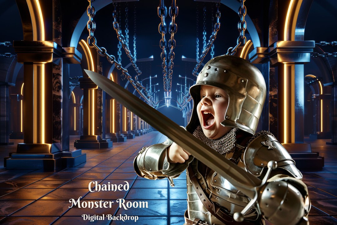 Chained Monster Room Backdrop Bull Rampage Digital Background for Boss ...