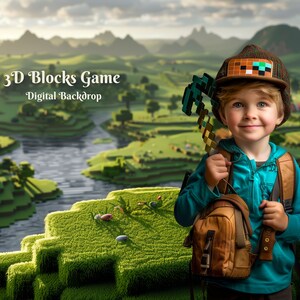 3D Blocks Game Digital Backdrop for 3D Computer Game Composite Images ...