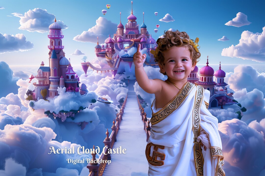 Aerial Cloud Castle Digital Backdrop Floating Castle in the Sky ...