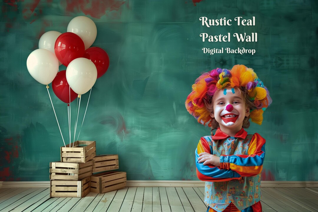 Rustic Teal Pastel Wall Studio Digital Backdrop Kindergarten Photo ...