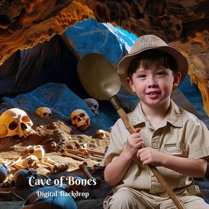 Cave of Bones Digital Backdrop Kid Archeologist Digital Background for ...