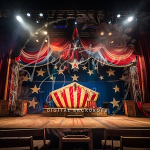 Circus Stage Digital Backdrop Colorful Circus Platform Photography ...
