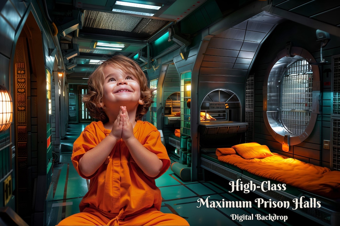 High-class Maximum Prison Hall Digital Backdrop Prisoners in Jail ...