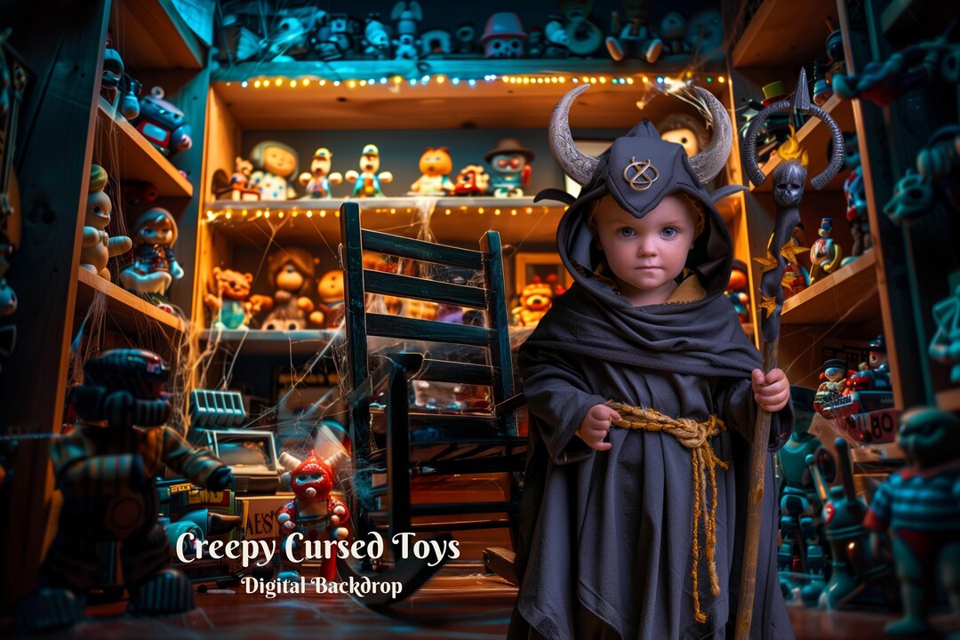 Creepy Cursed Toys Digital Backdrop Chased by a Haunted Doll ...