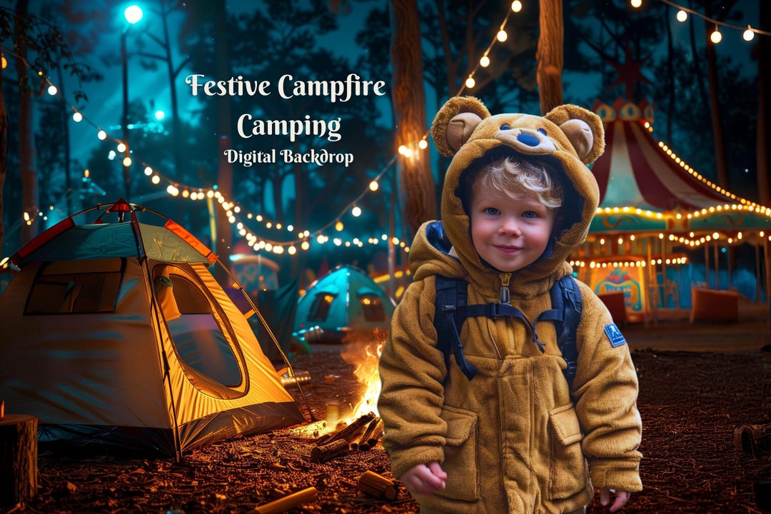 Festive Campfire Camping Digital Backdrop Nature Lover Photography ...
