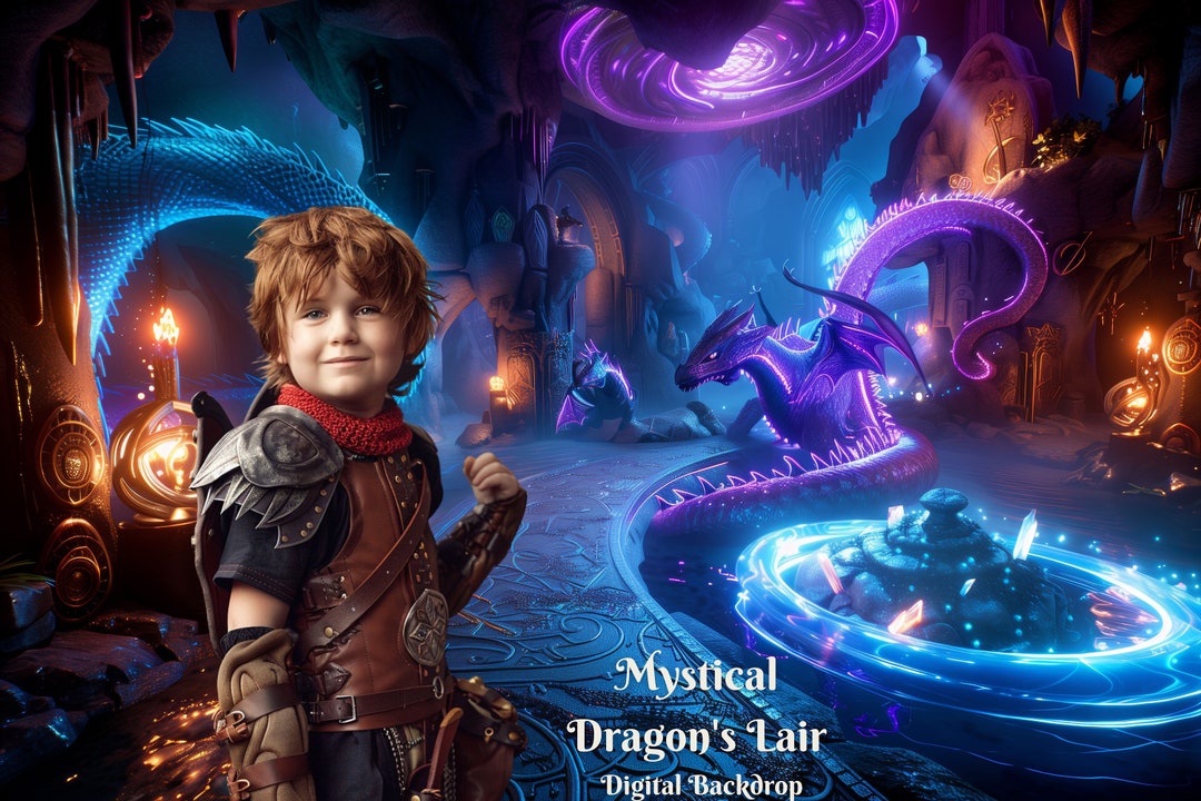 Mystical Dragon's Lair Digital Backdrop Magical Dragon Photo Background ...