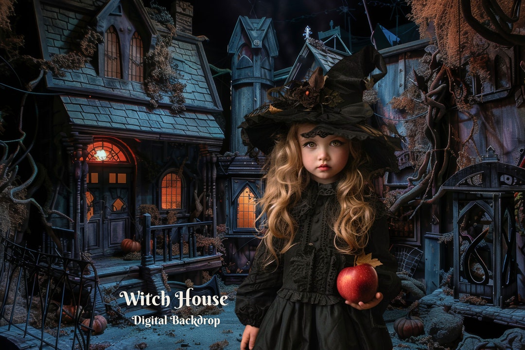 Spooky Witch House Digital Backdrop Haunted House Photo Background for ...