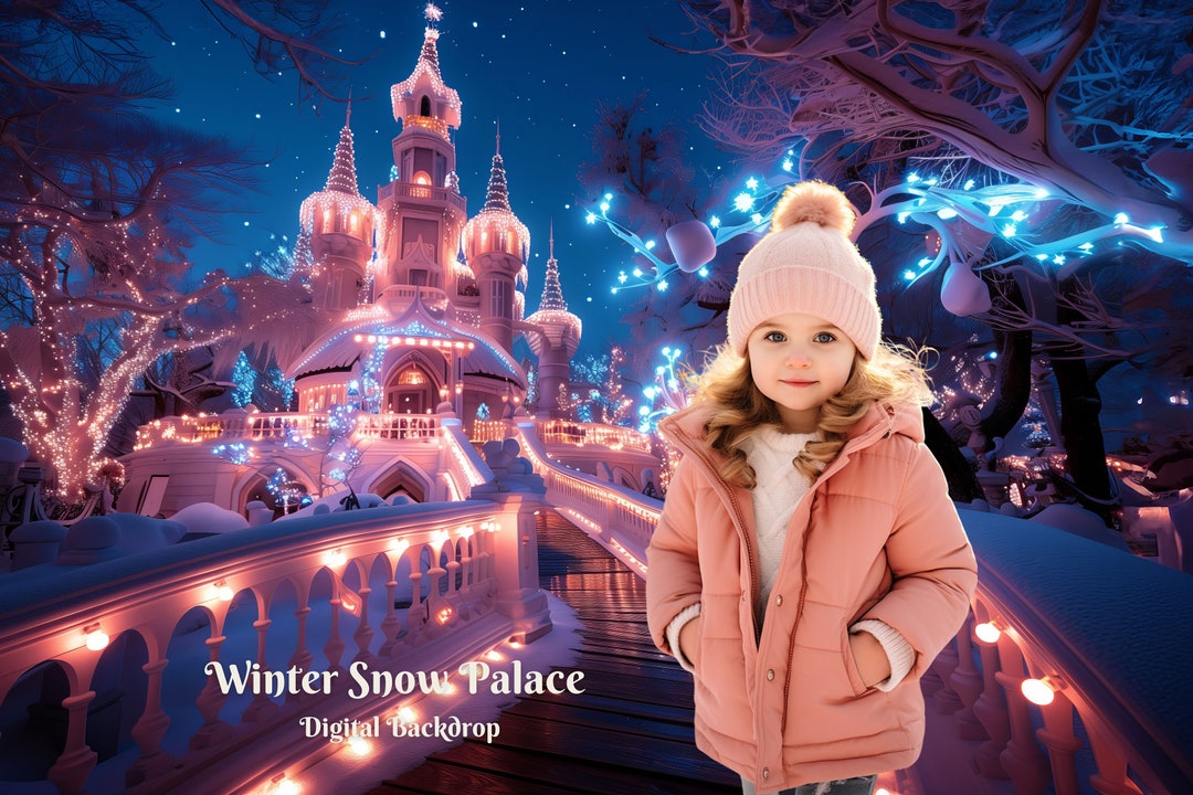 Winter Snow Palace Digital Backdrop Magical Winter Snow Digital ...