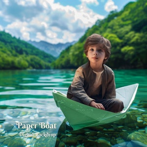 Paper Boat Digital Backdrop for Boat Origami Photo Background for ...