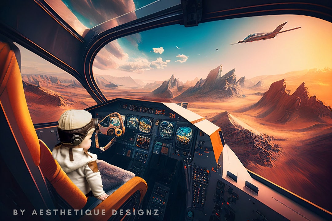 Airplane Pilot Digital Backdrop Plane Cockpit Background Profession ...
