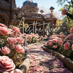 Castle Rose Garden Digital Backdrop Fairy Tale Princess Photography ...