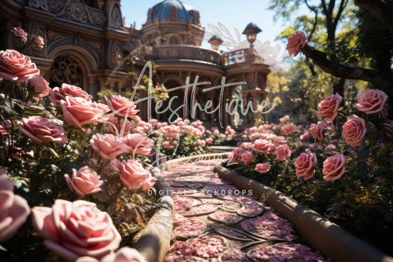 Castle Rose Garden Digital Backdrop Fairy Tale Princess Photography ...