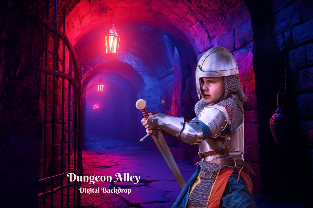 Dungeon Alley Backdrop Dungeon Steel Gates Digital Background for Boss ...