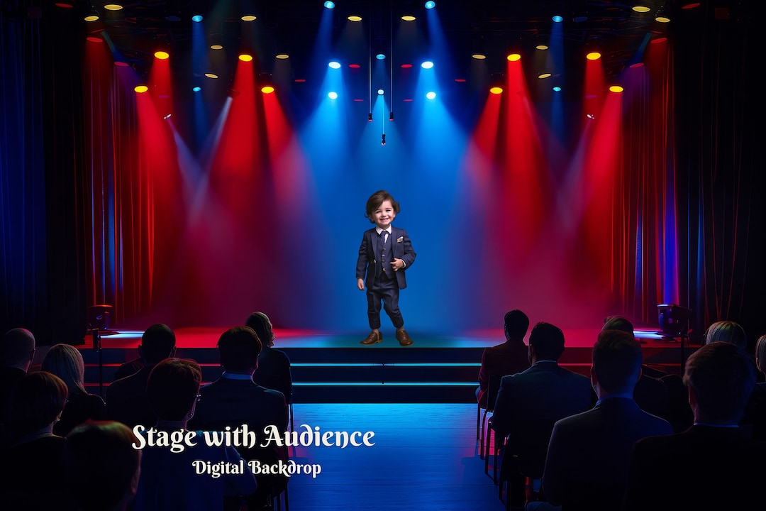 Stage With Audience Digital Backdrop Modern Performance Theater ...