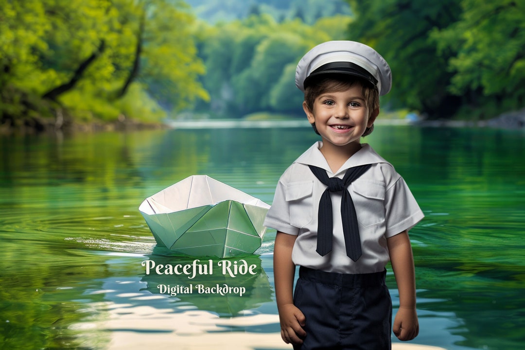 Peaceful Ride Digital Backdrop for Paper Boat Origami Photo Background ...