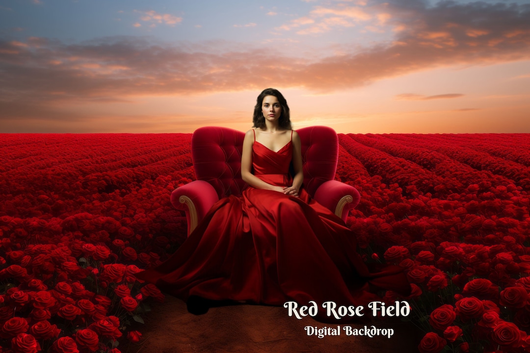 Romantic Red Rose Field Digital Backdrop Red Rose Garden Photo ...