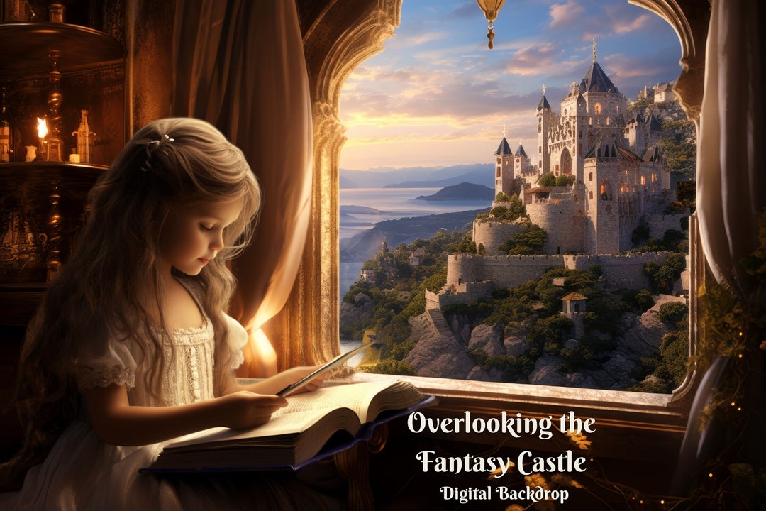 Overlooking the Fantasy Castle Digital Backdrop for Dreamy Fairy Tale ...