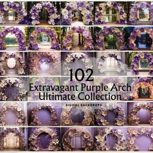 102 Purple Floral Arch Backdrops Purple and Gold Photography Background ...
