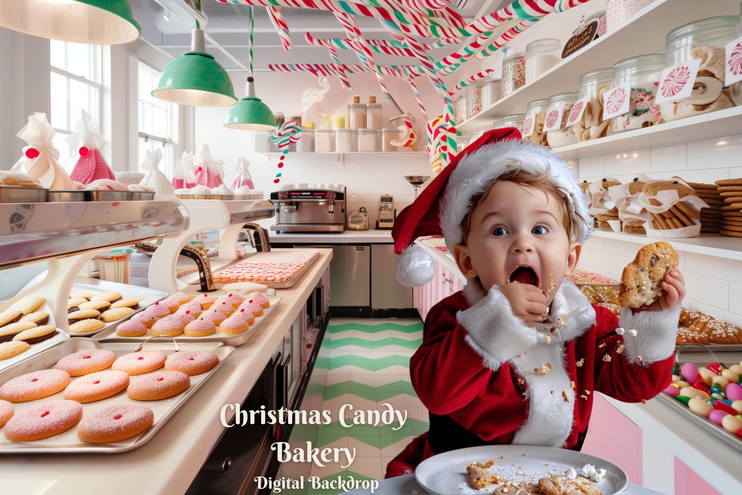 Christmas Candy Bakery Digital Backdrop Modern Bakery Photography ...