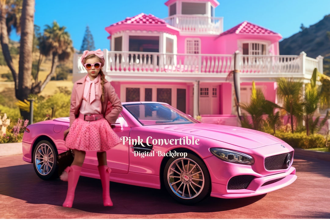 Pink Convertible Digital Backdrop Pink Dolly's Car Photography ...