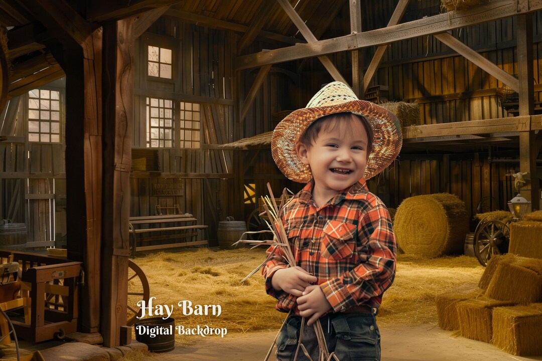 Hay Barn Digital Backdrop Hay Barn Background Stable Digital Background ...