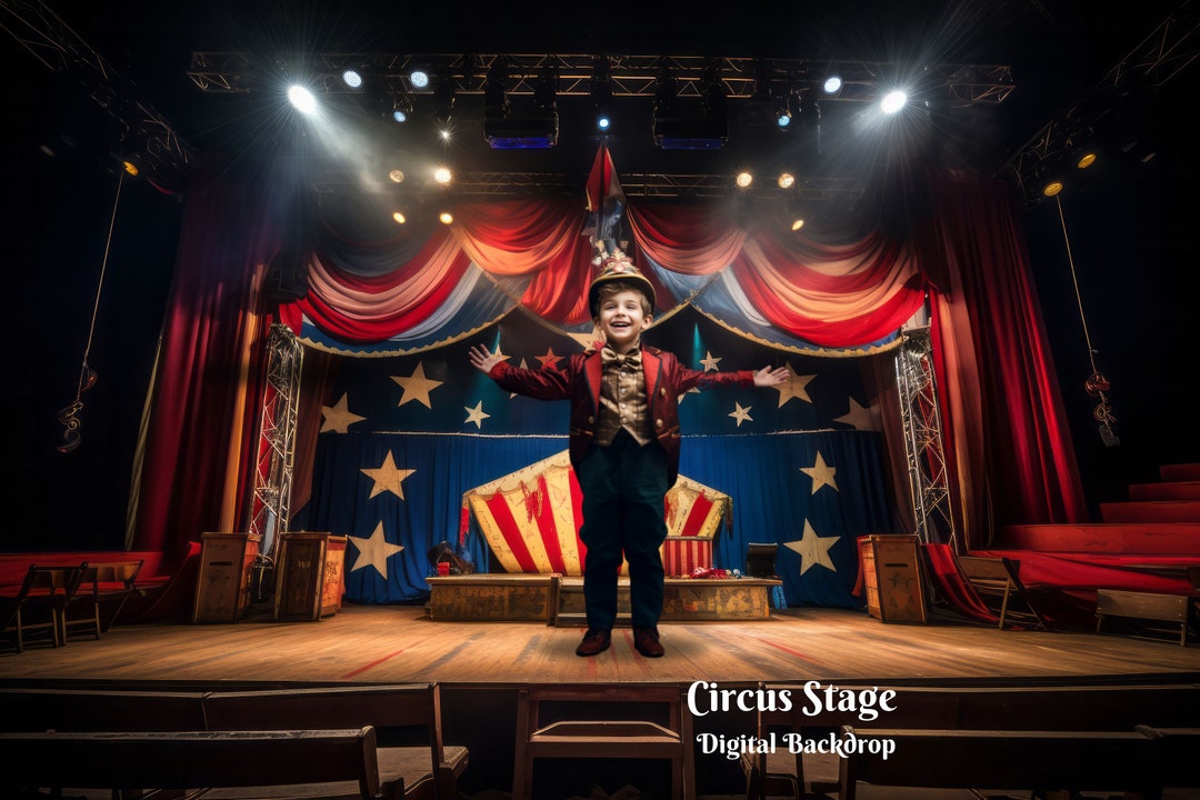 Circus Stage Digital Backdrop Colorful Circus Platform Photography ...