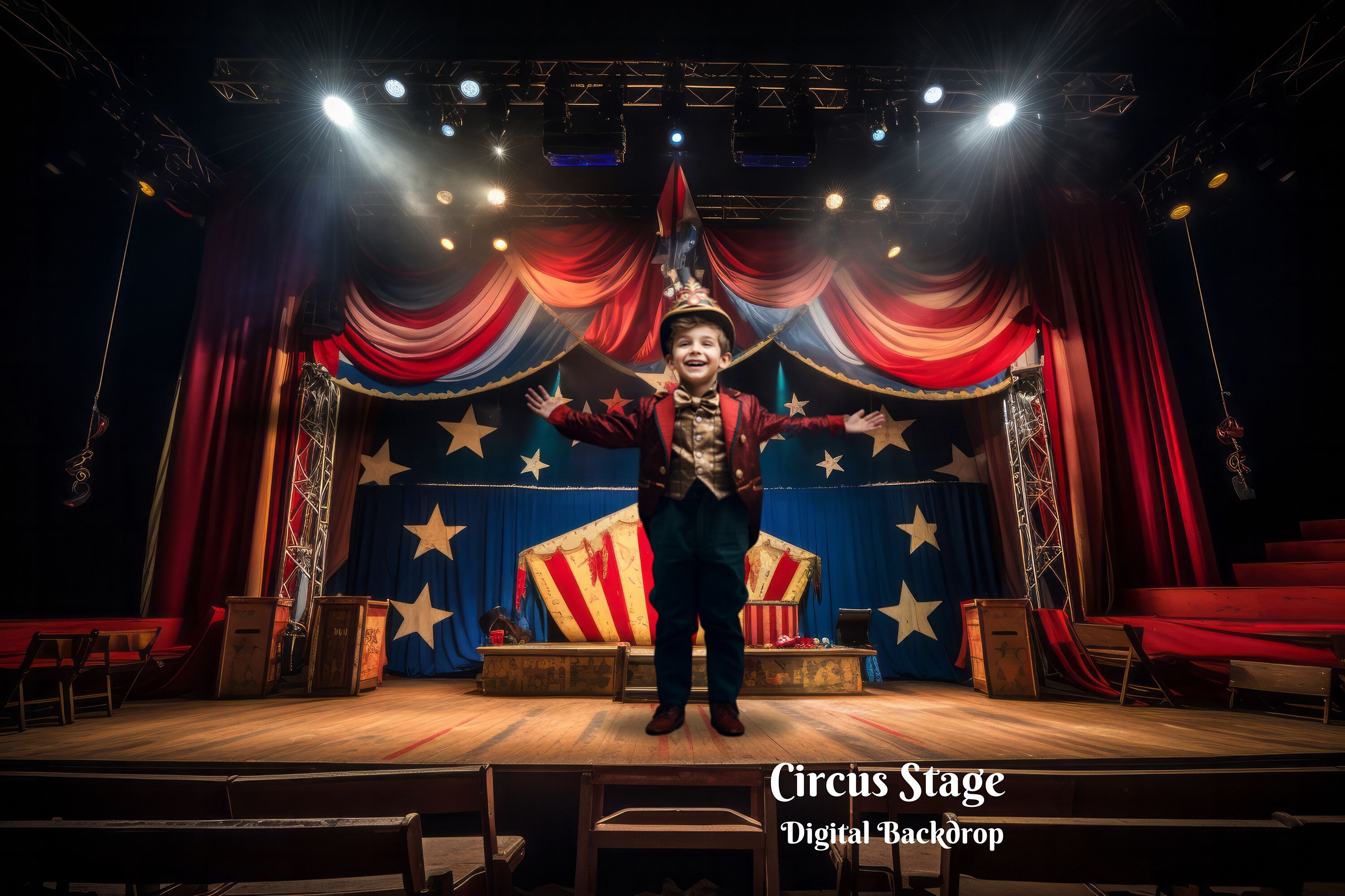 Circus Stage Digital Backdrop Colorful Circus Platform - Etsy