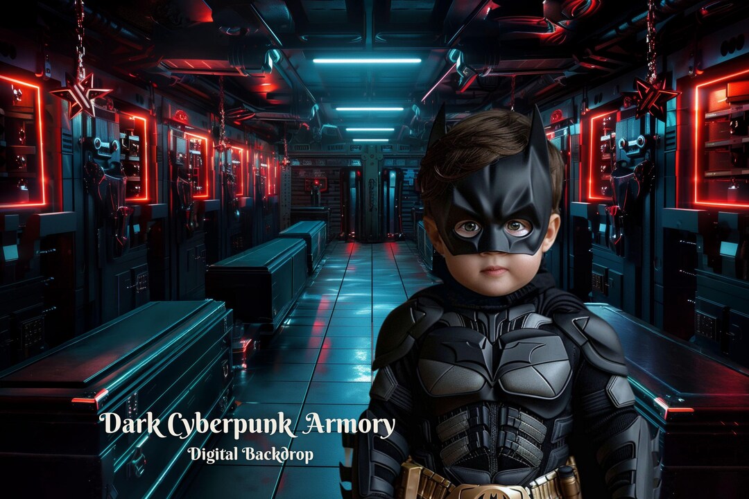 Dark Cyberpunk Armory Digital Backdrop Weapon Room Photo Background ...