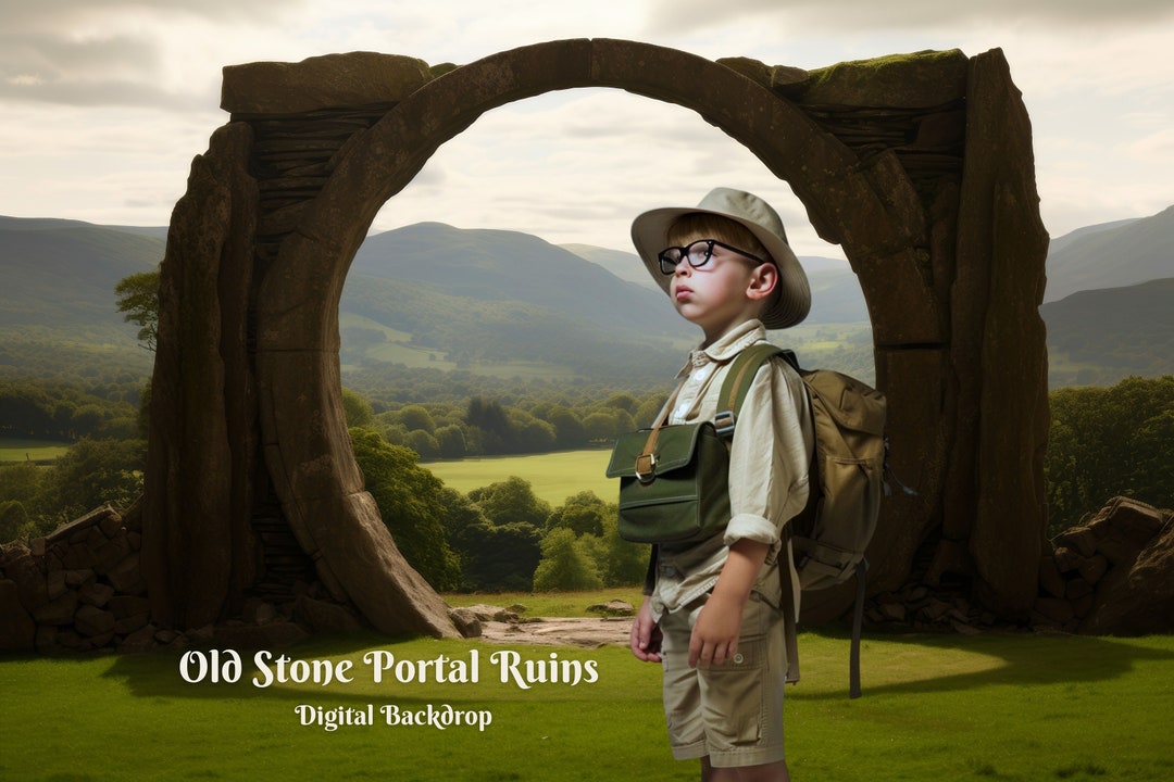Old Stone Portal Ruins Digital Backdrop Wizard's Summoning Altar ...