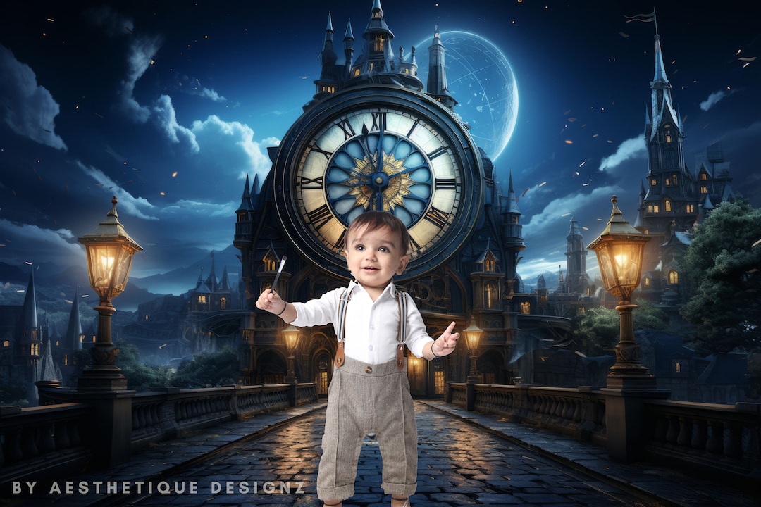 Magic Clocktower Digital Backdrop Fantasy Photo Background Big Clock ...