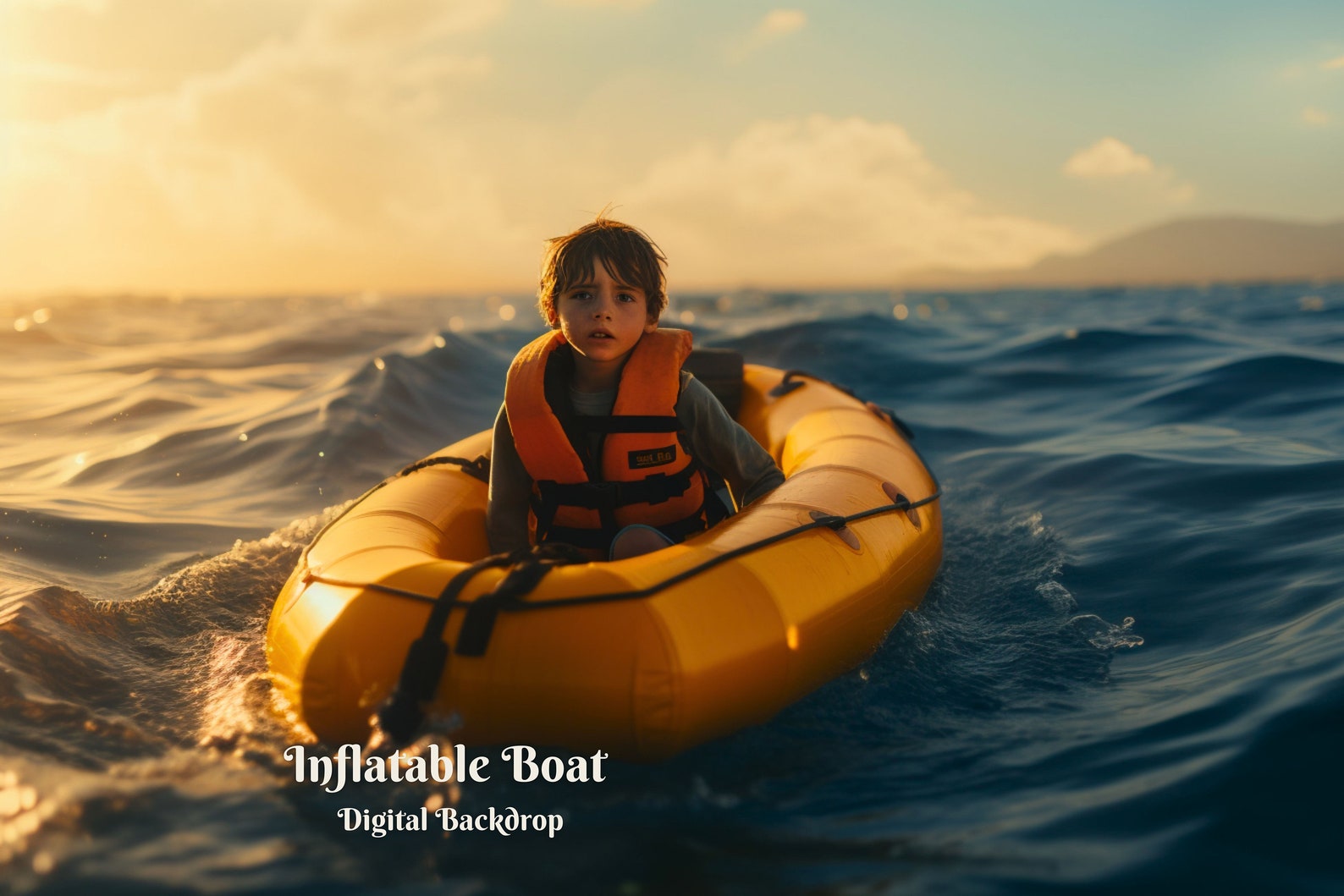 Inflatable Boat Digital Backdrop for Sea Survivor Photo Background ...