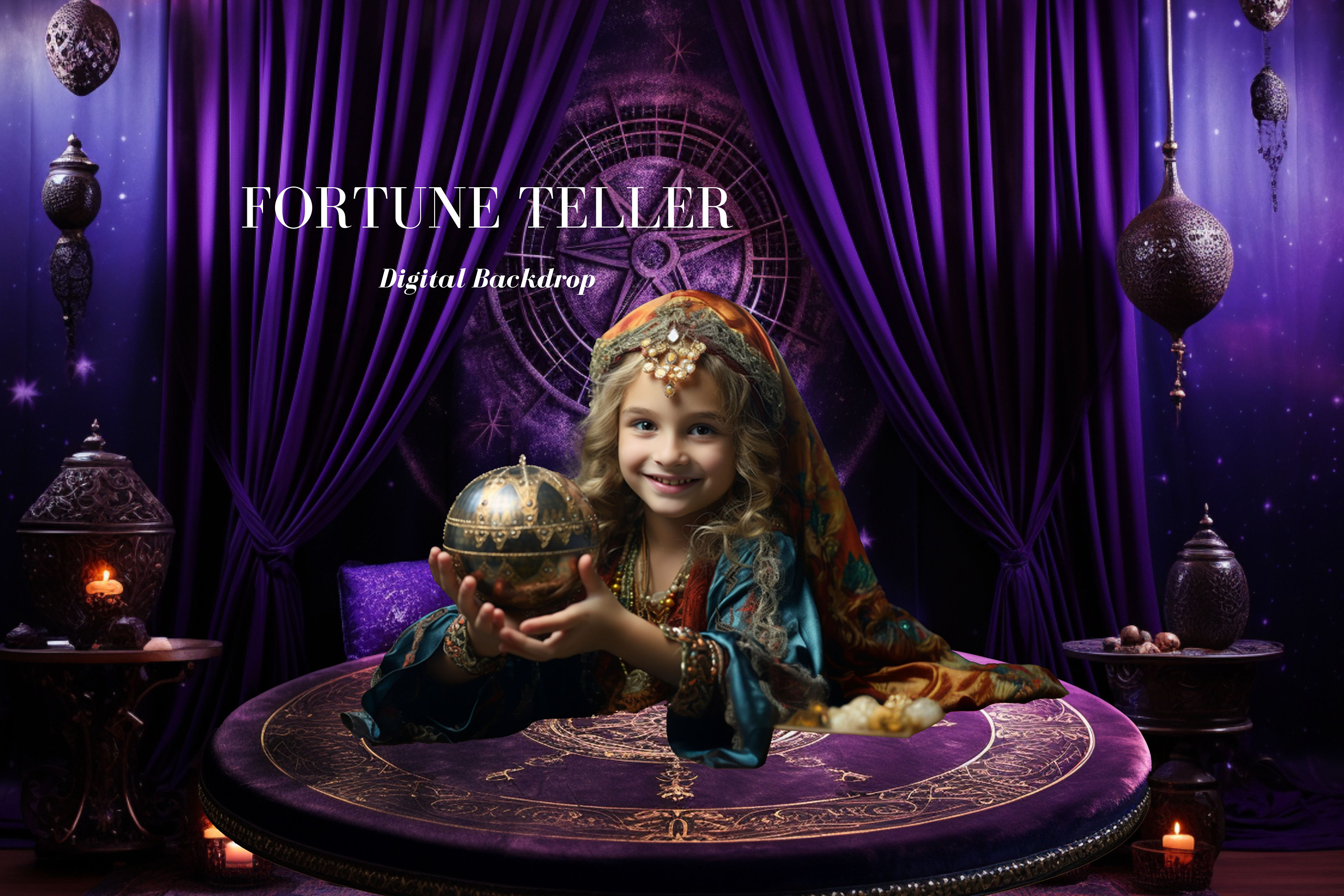 Fortune Teller Digital Backdrop Crystal Gazer Halloween - Etsy