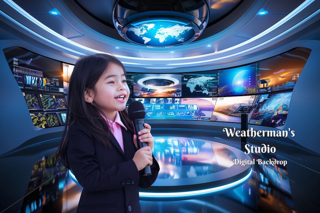 Weatherman's Studio Digital Backdrop Newscaster Background for Creative ...