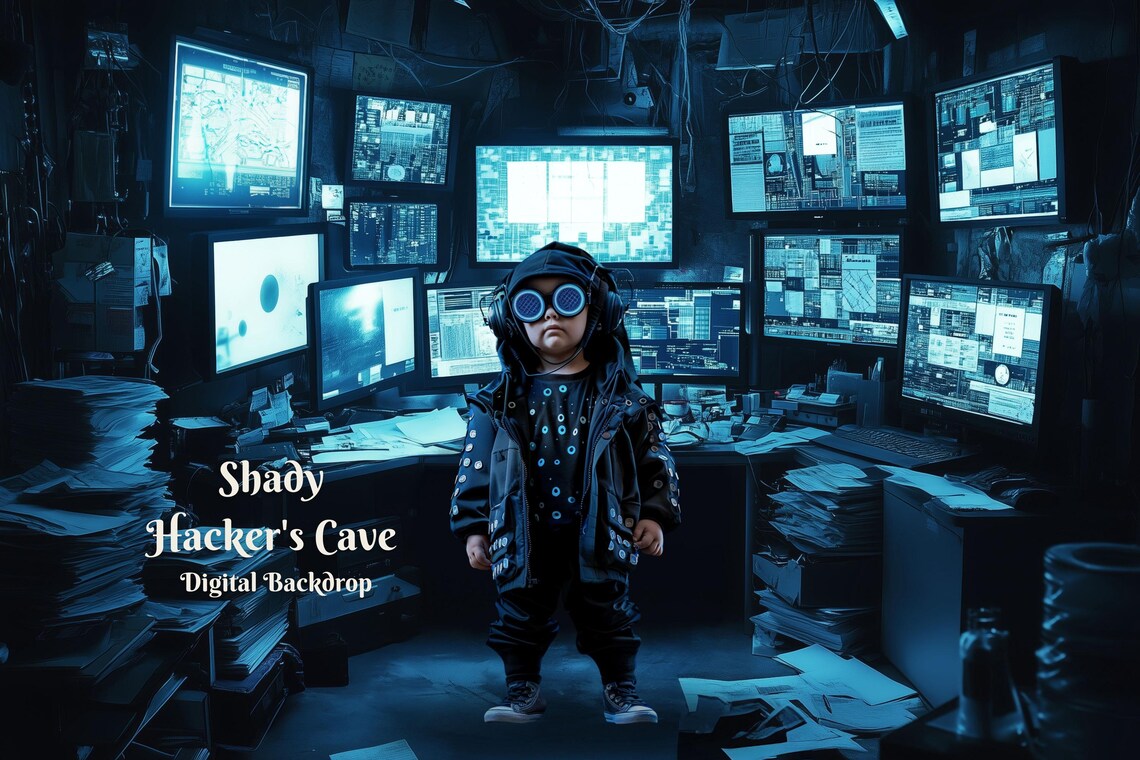 Shady Hacker's Cave Digital Backdrop for Underground Black Hat Hacker ...
