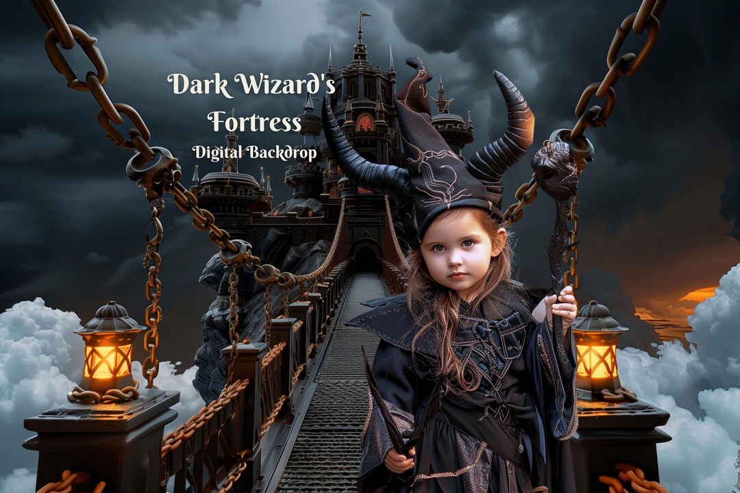 Dark Wizard's Fortress Digital Backdrop Mage Castle Background Magical ...